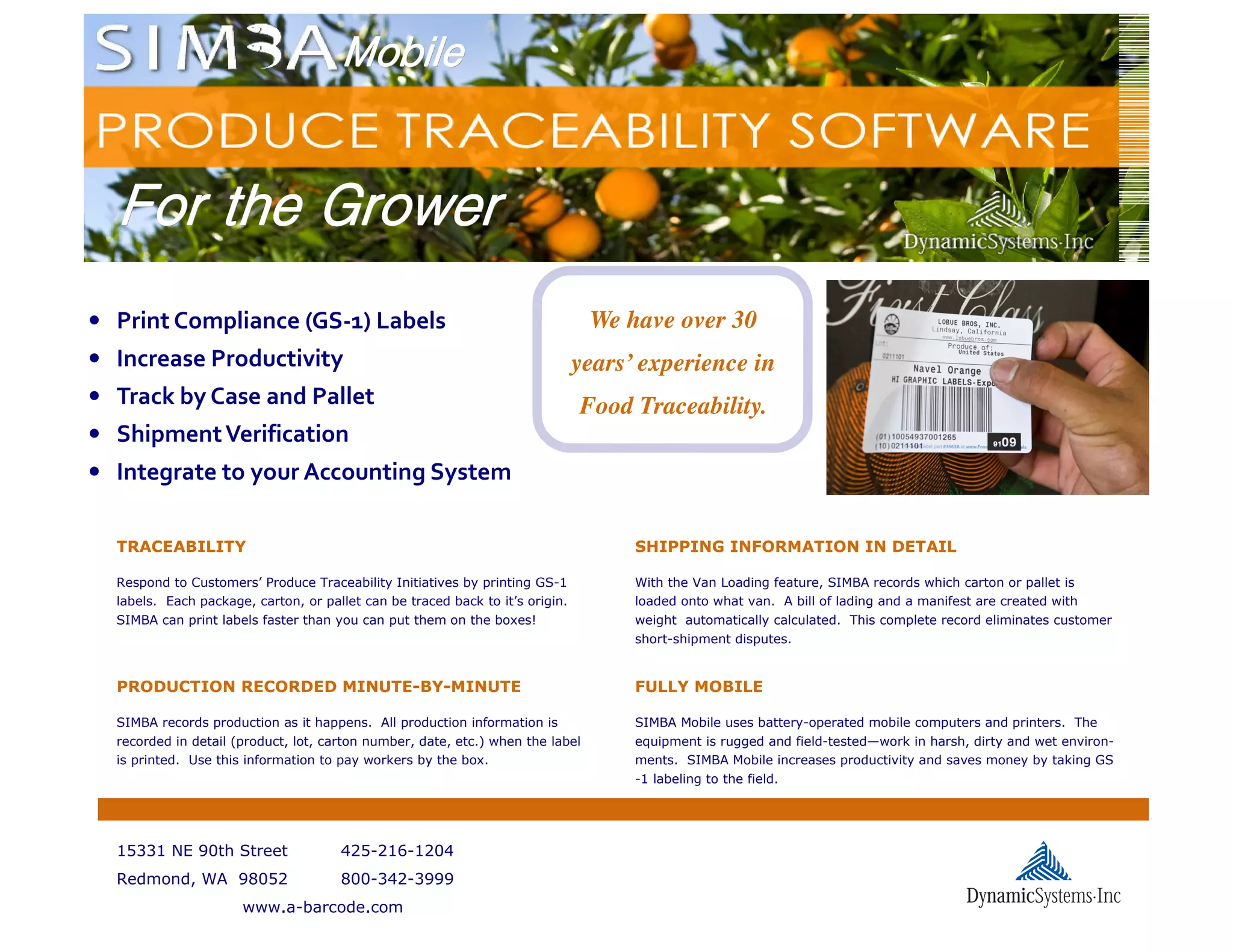 Simba mobile for food traceability 4.12