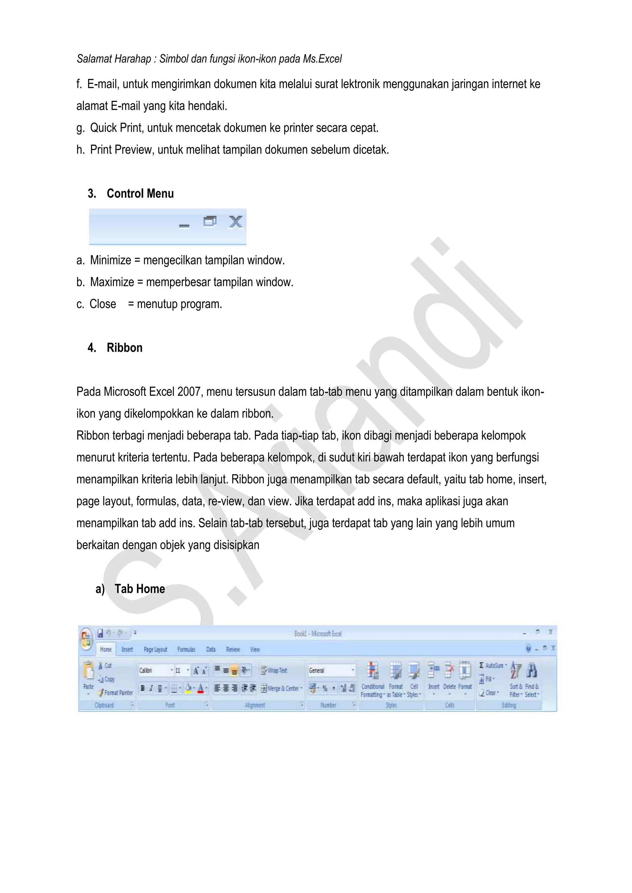 Simbol dan fungsi ikon pada ms.excel | DOCX