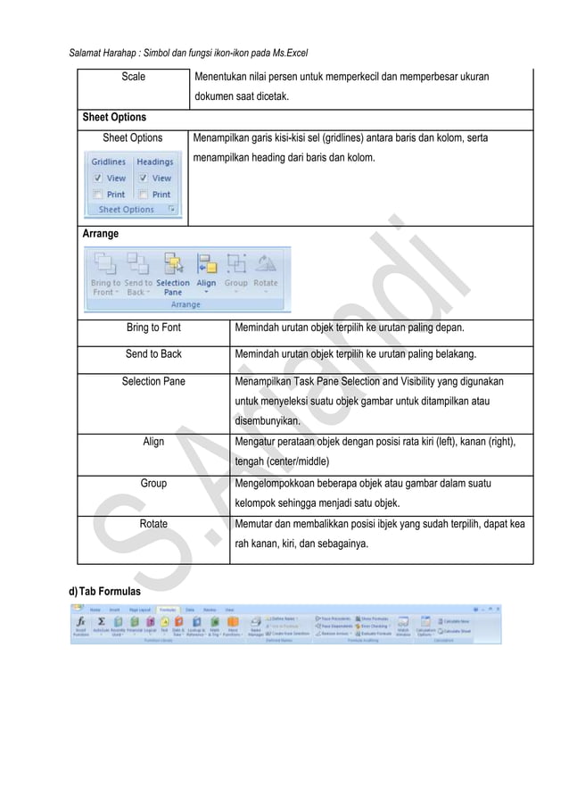 Simbol dan fungsi ikon pada ms.excel | DOCX