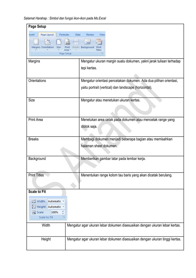 Simbol dan fungsi ikon pada ms.excel | DOCX