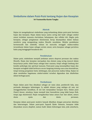 Simbolisme dalam Puisi_Hujan dan Kesepian Indonesia oleh sri yusmustika ...