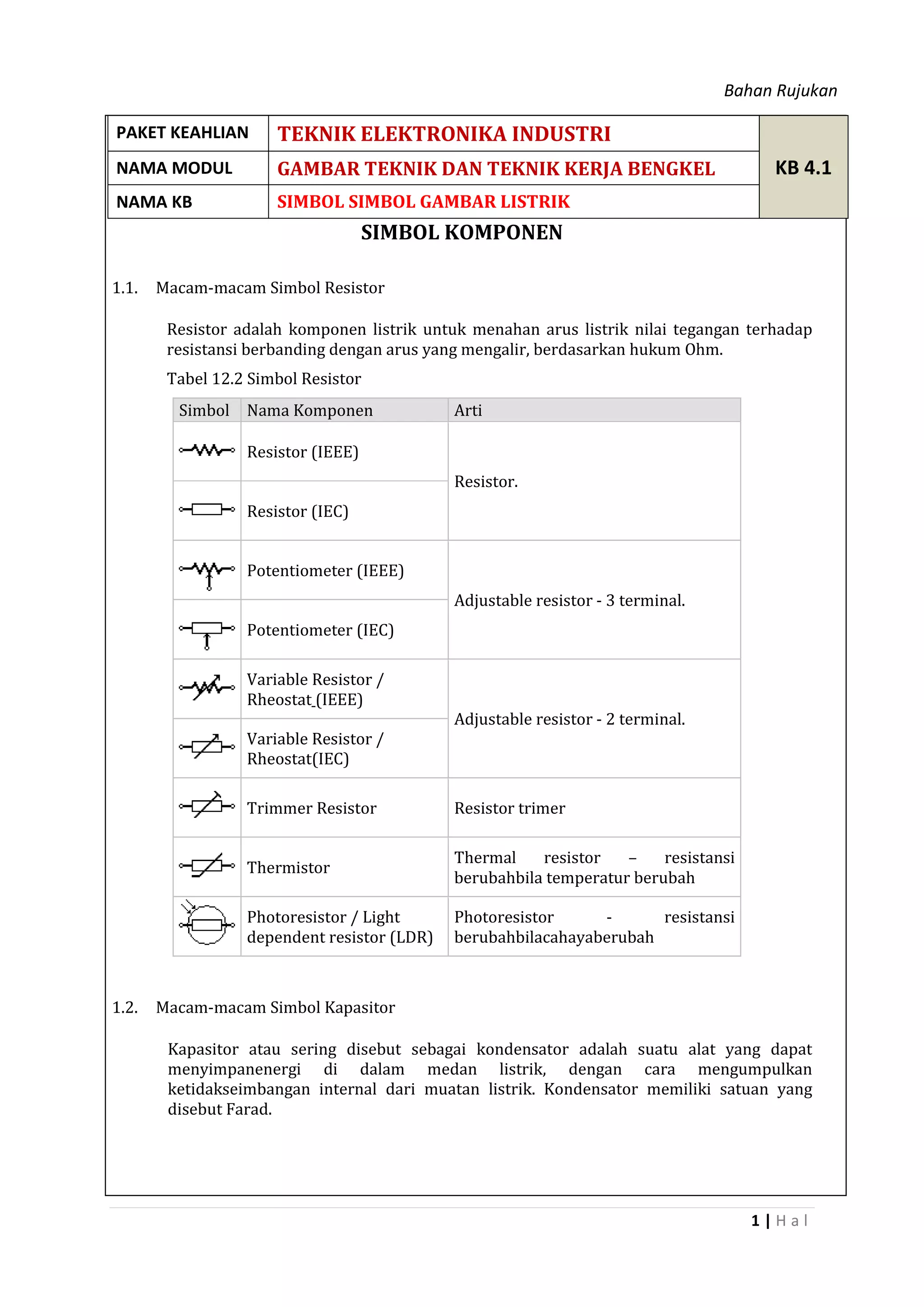 Simbol komponen | PDF