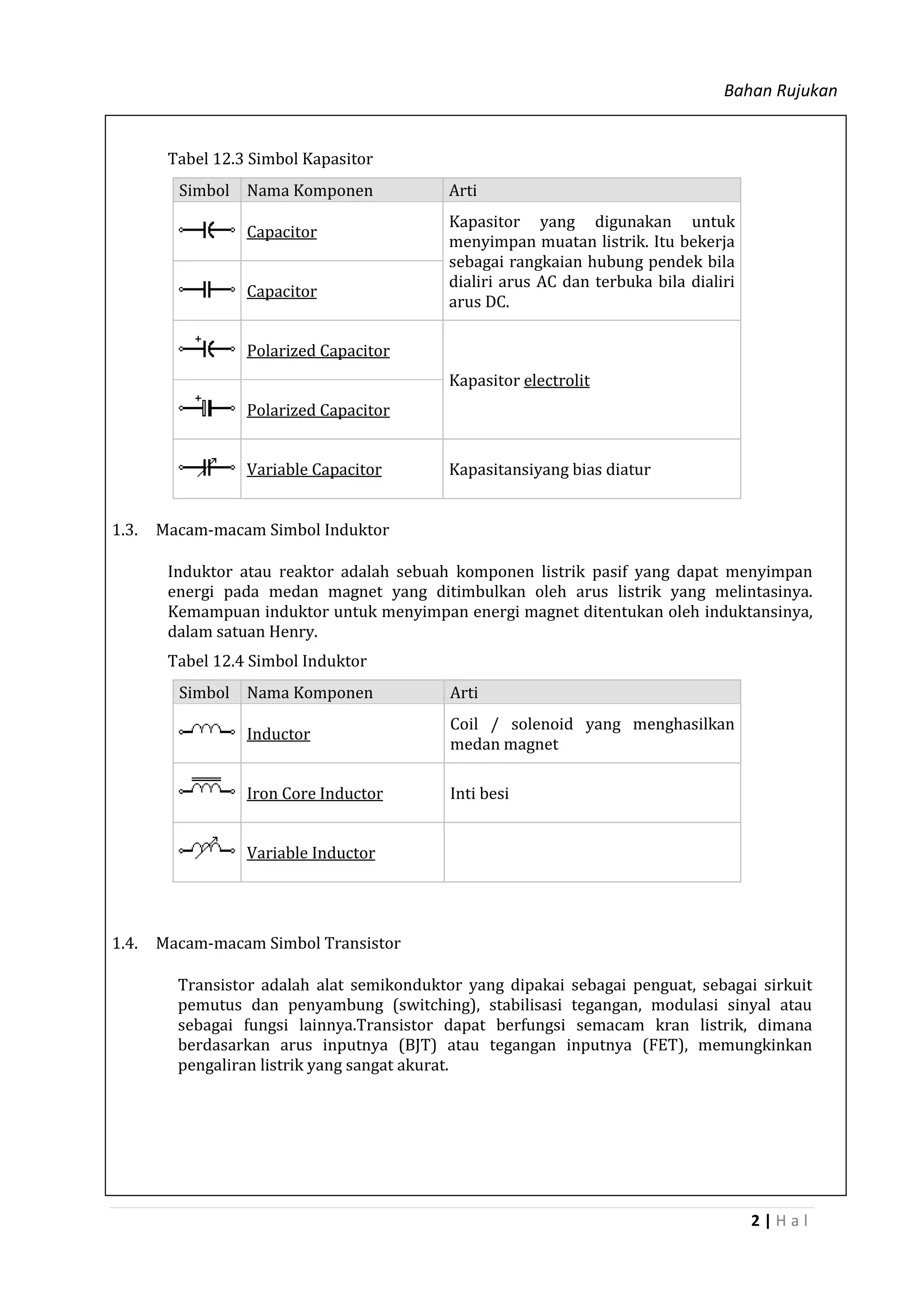 Simbol komponen | PDF