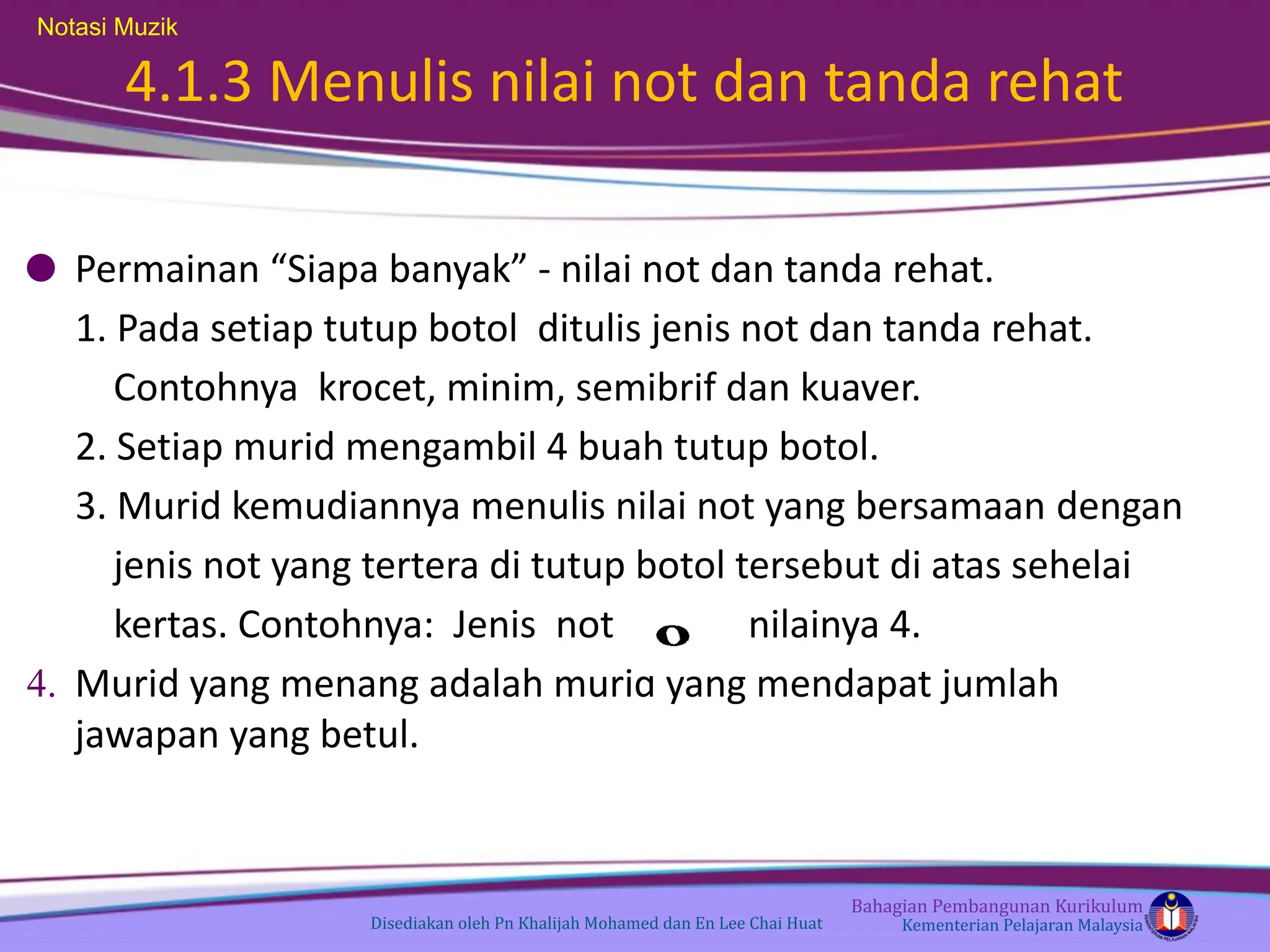 Simbol Not Muzik.pdf untuk murid tahun 4 | PDF