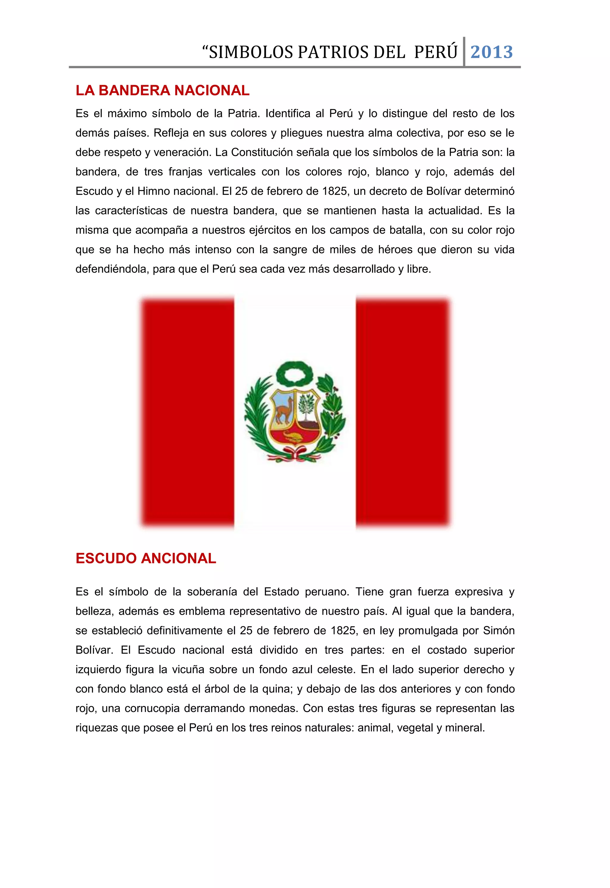 Simbolos patrios del perú | DOCX