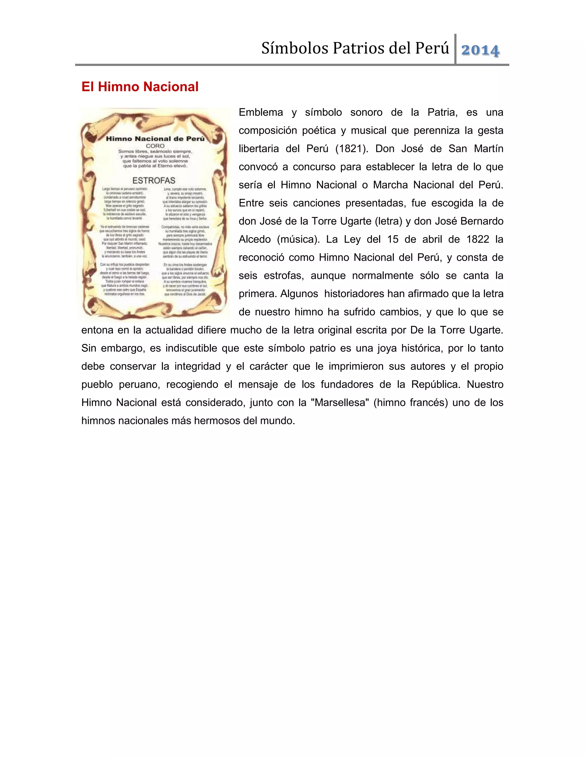 Simbolos patrios del perú | PDF