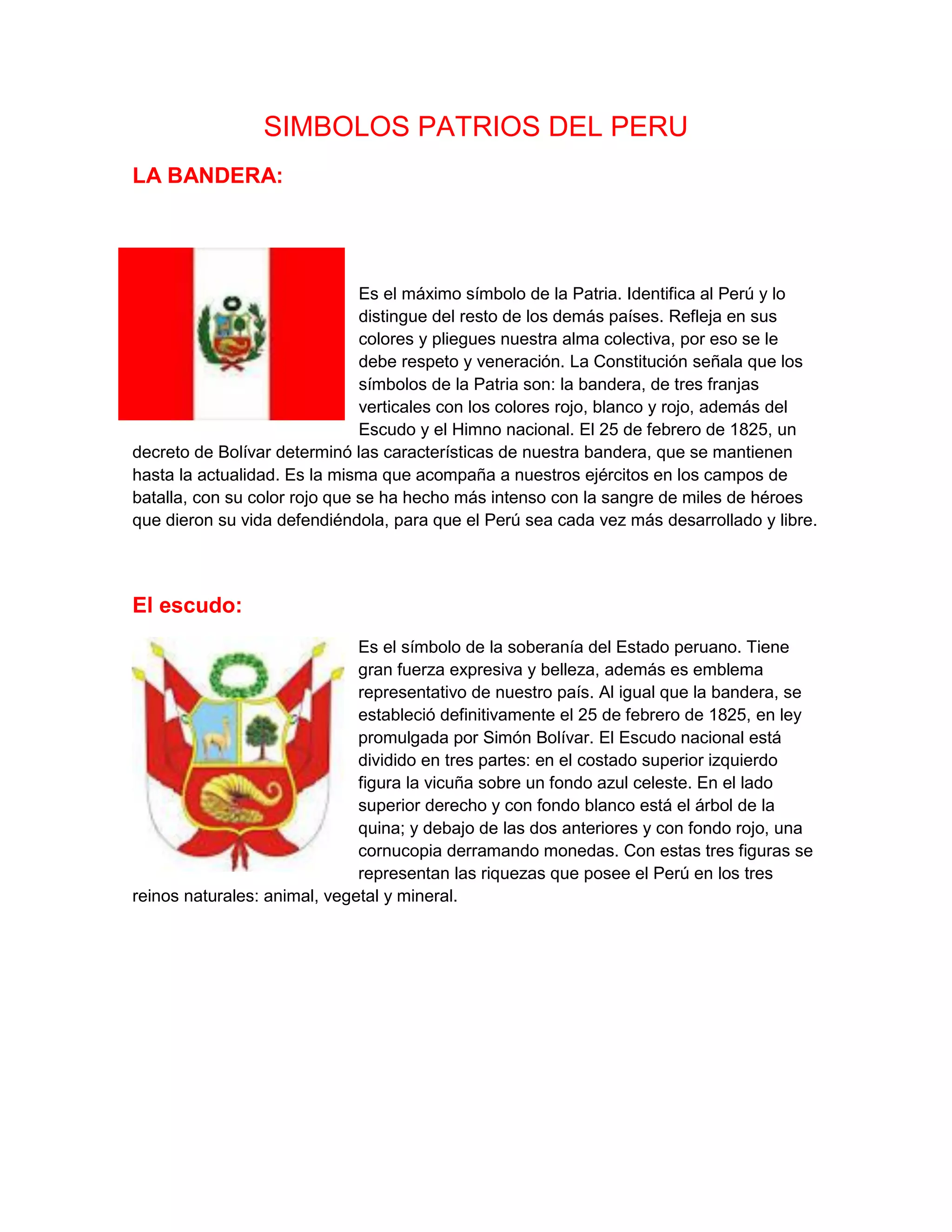 Simbolos patrios del peru | PDF