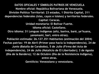 Símbolos Patrios de la República Bolivariana De Venezuela | PPT