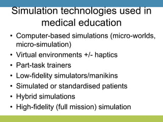 Simulation training in medicine and technology management | PPTX