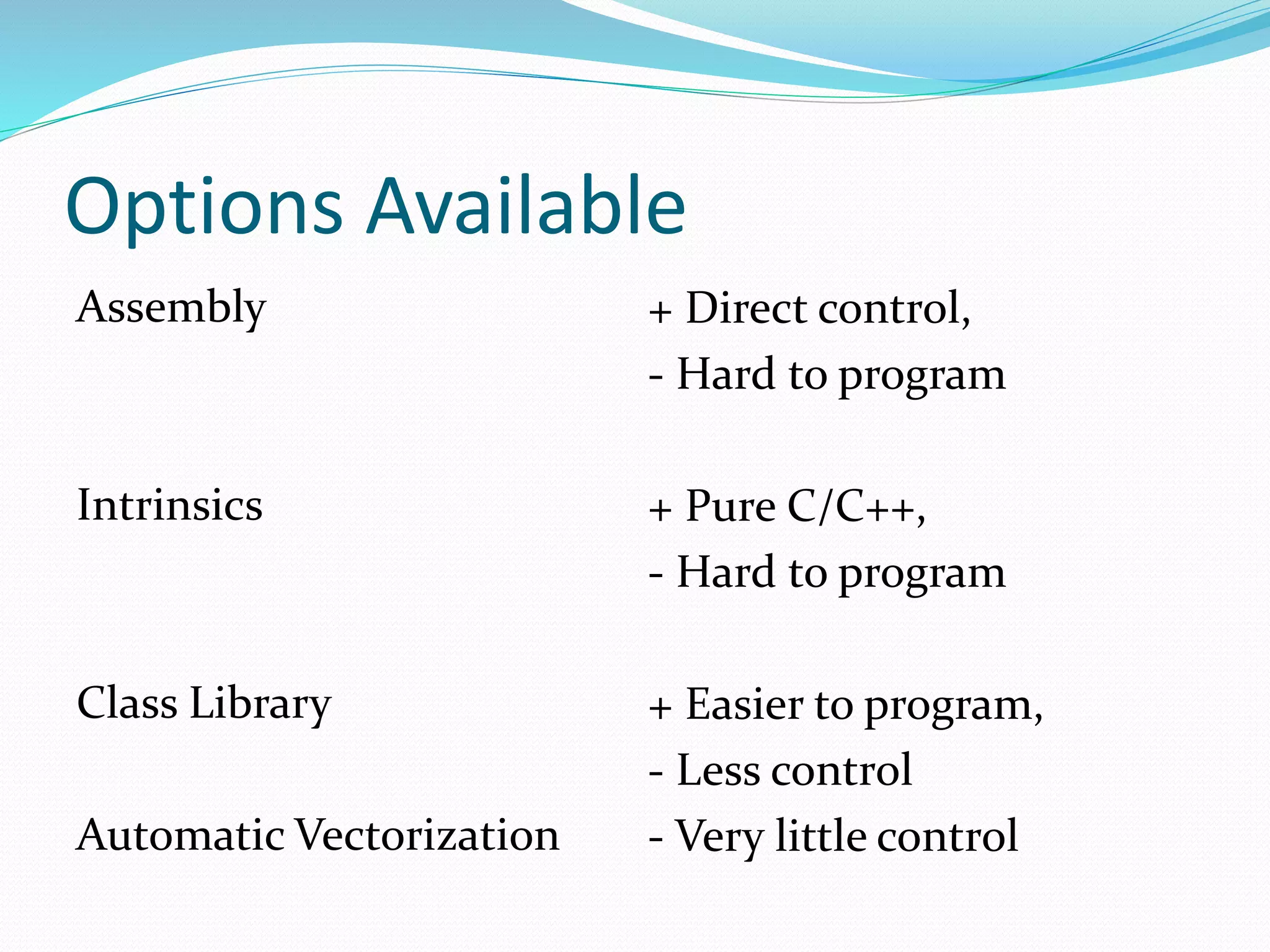Simd Processing Using Compiler Intrinsics Ppt