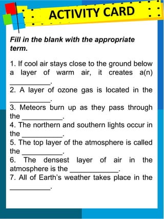 Sim earth's atmosphere | PPT