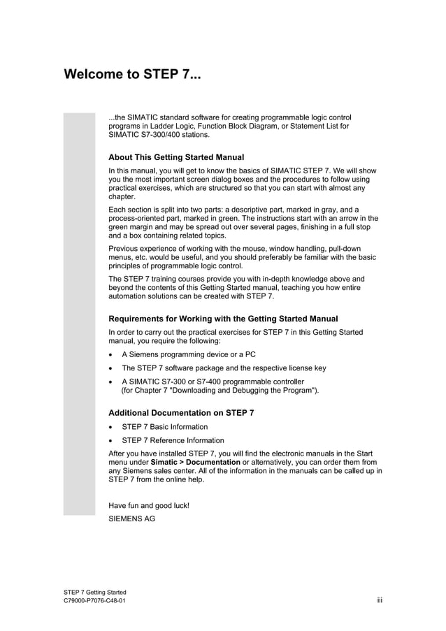 Simens plc training. simatic working-with-step-7 | PDF | Programming Languages | Computing