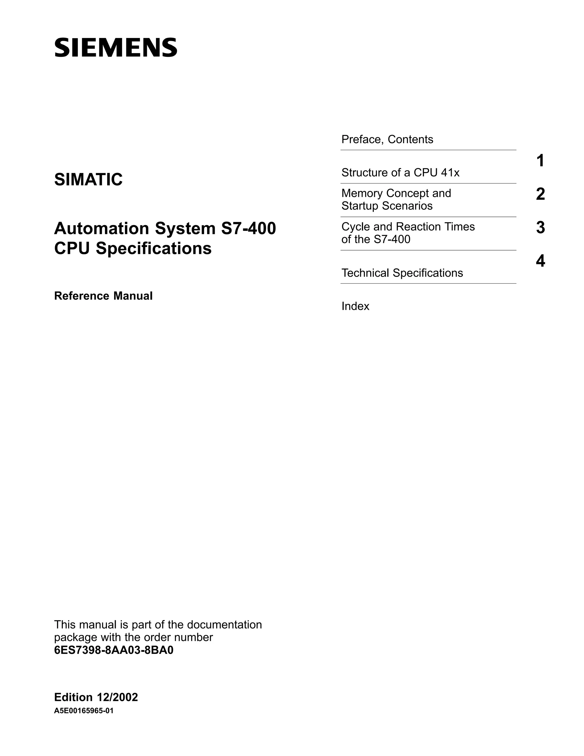 Simens simatic s7 400 cpu | PDF