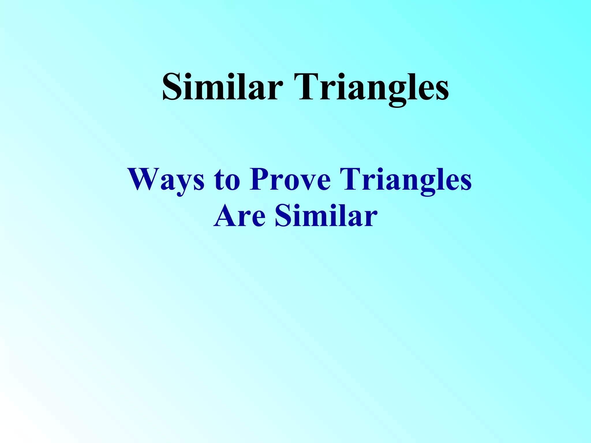 Similar Triangles Notes | PPT