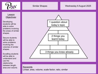 Area & Volume of Similar Shapes for IGCSE and O Level | PPTX