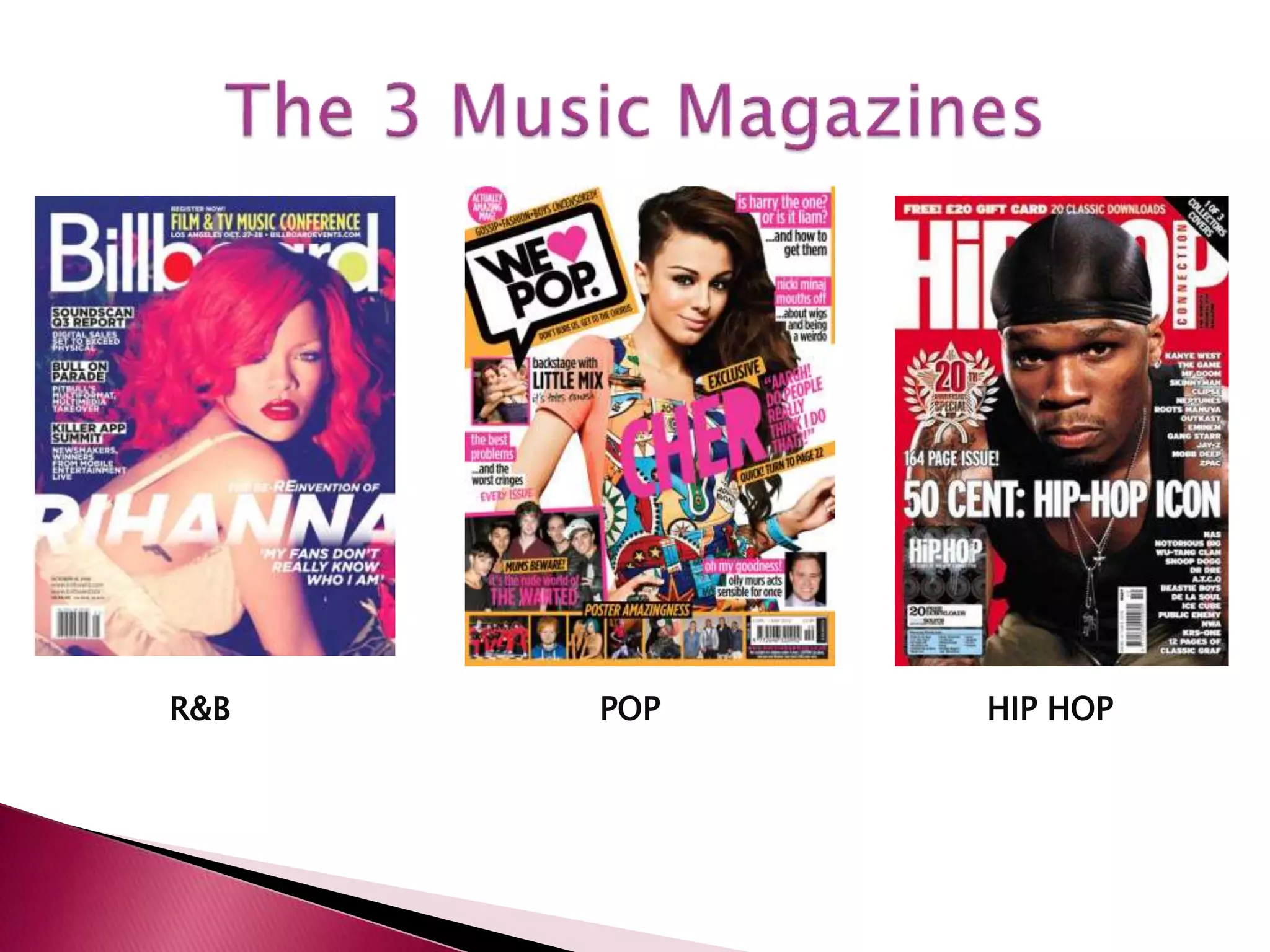 Similarities and differences between 3 music genre magazines | PPTX