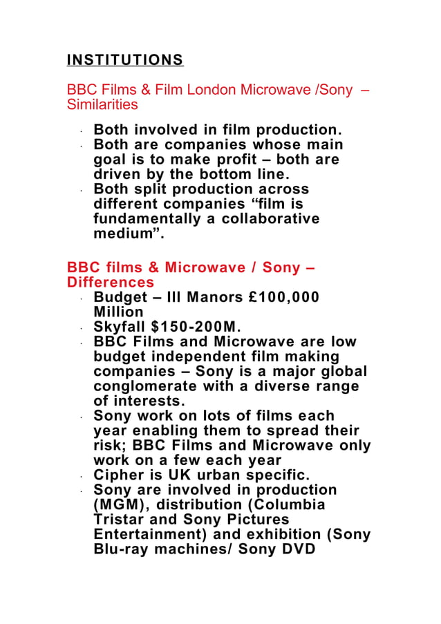 Similarities and differences skyfall ill manors | PDF