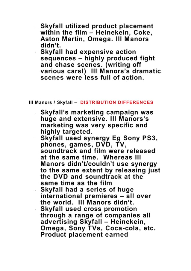 Similarities and differences skyfall ill manors | PDF