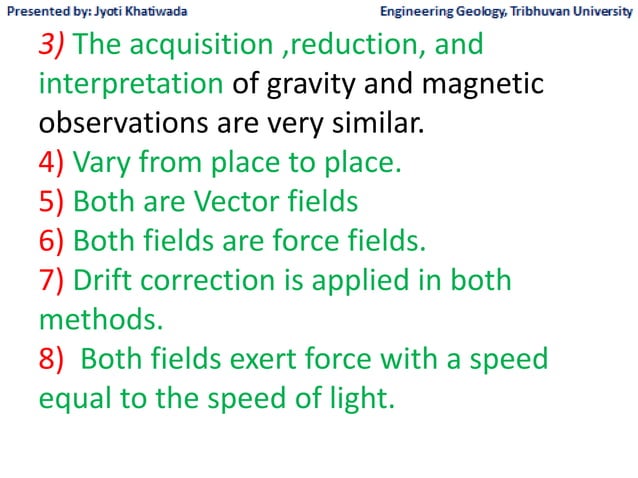 Similarities between gravity and magnetics and application of different ...