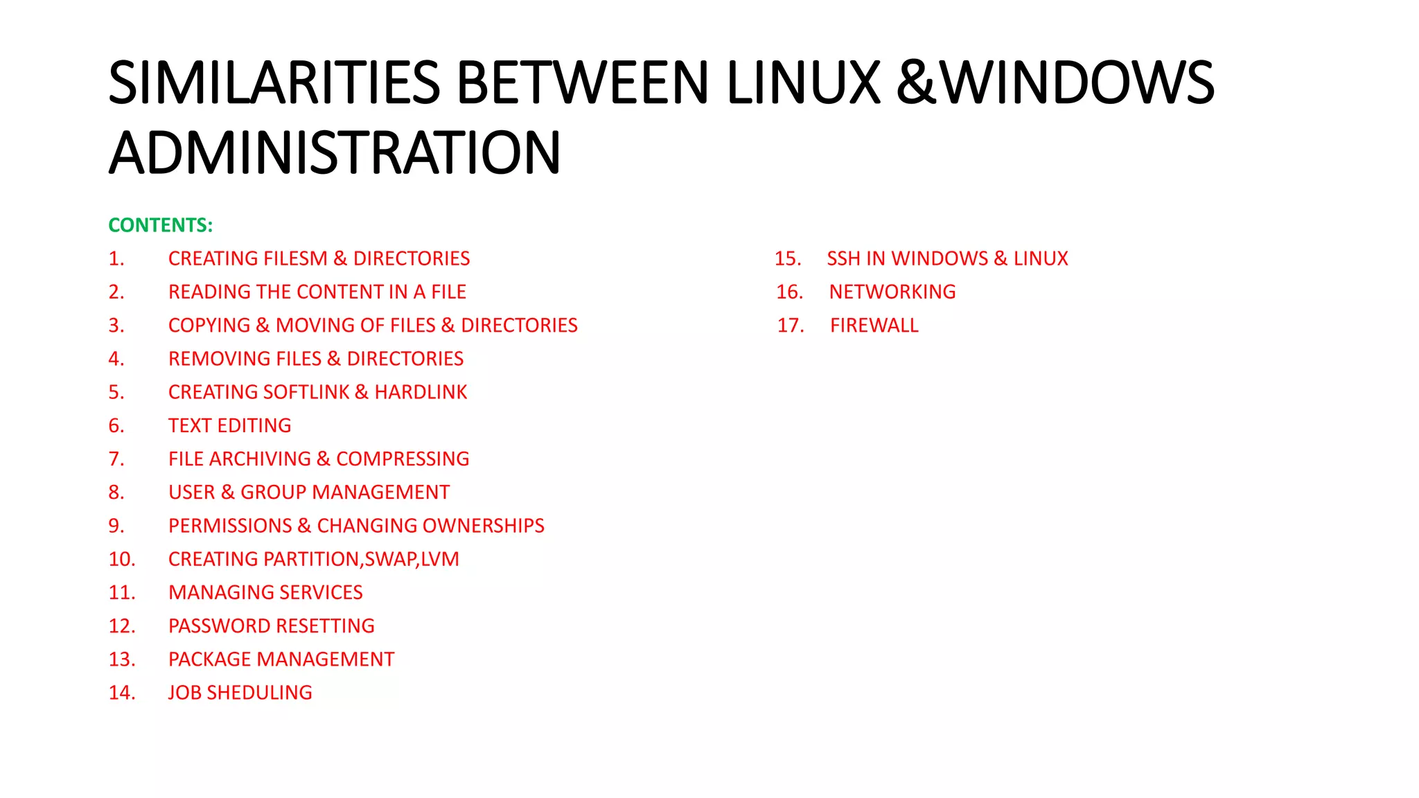 Similarities between linux & windows administration | PPTX | Operating ...