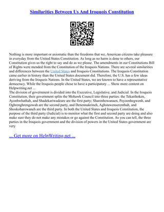Similarities Between Us And Iroquois Constitution | PDF