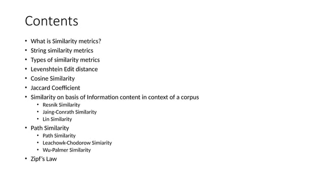 Similarity Metrics for Textual Data.pptx | Science