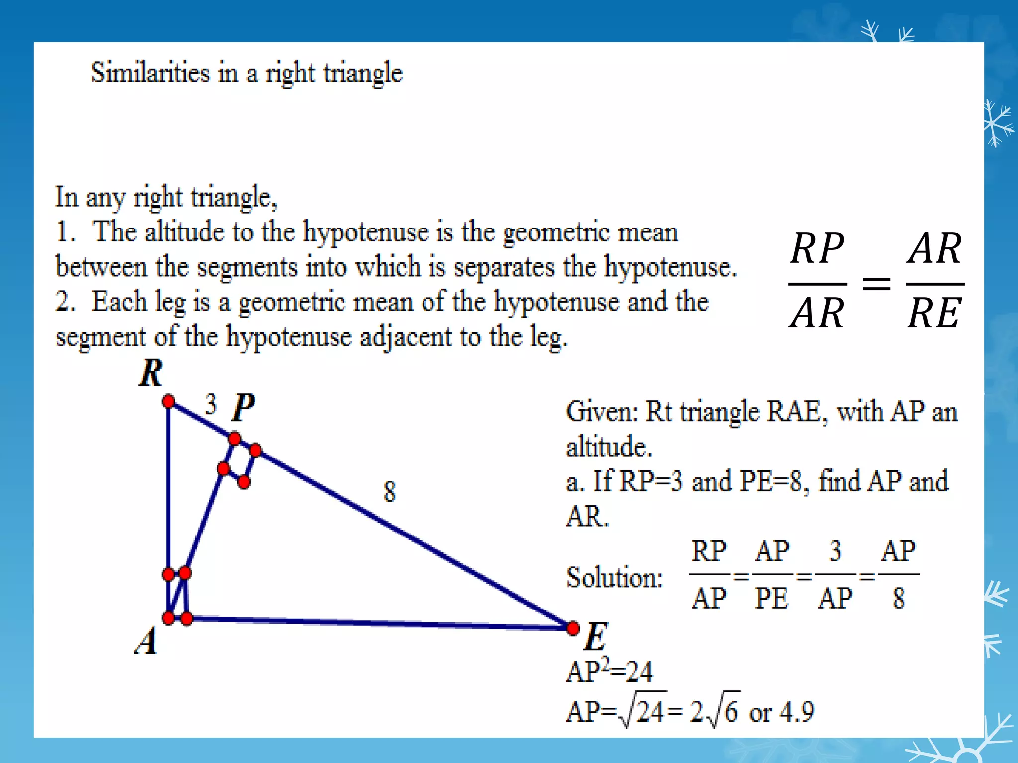Similarity on right triangle | PPTX