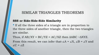 Similar Triangles or Triangle Similarity | PPTX