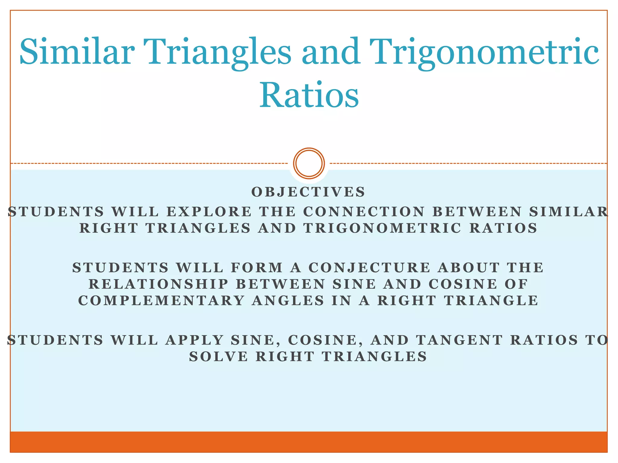 Similar triangles and trigonometric ratios | PPT