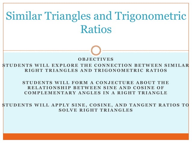 Similar triangles and trigonometric ratios | PPT