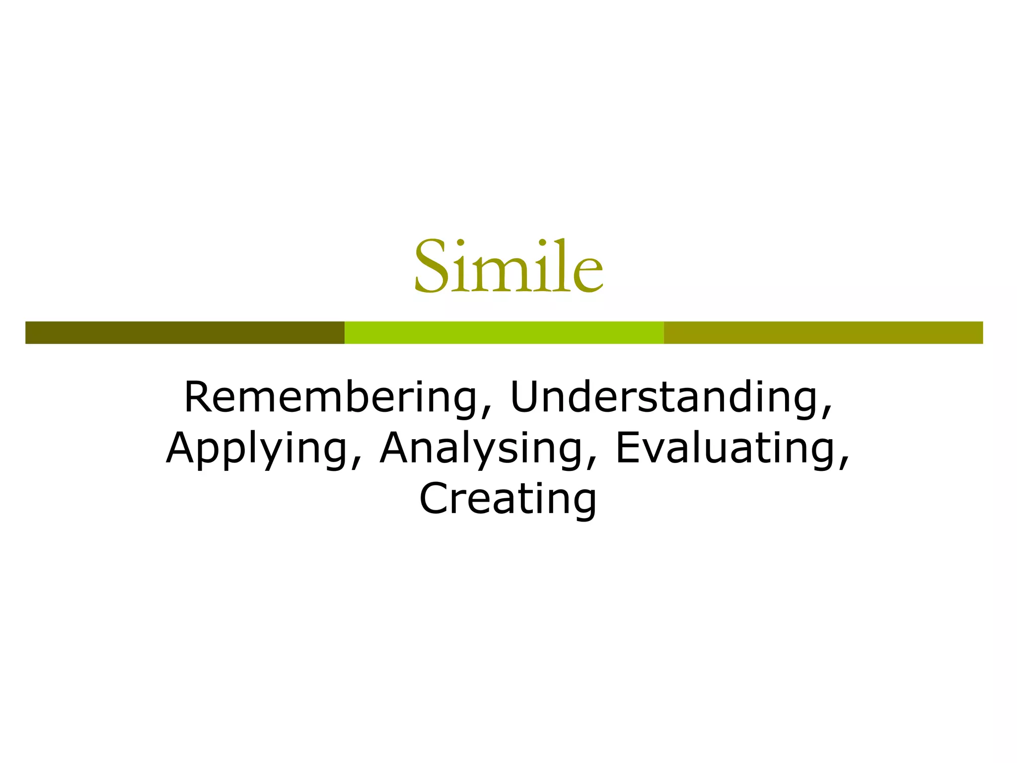 Simile exercises blooms | PPT
