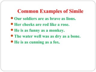 Simile, metaphor, alliteration, assonance, speaker and personification ...