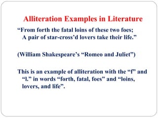 Simile, metaphor, alliteration, assonance, speaker and personification ...