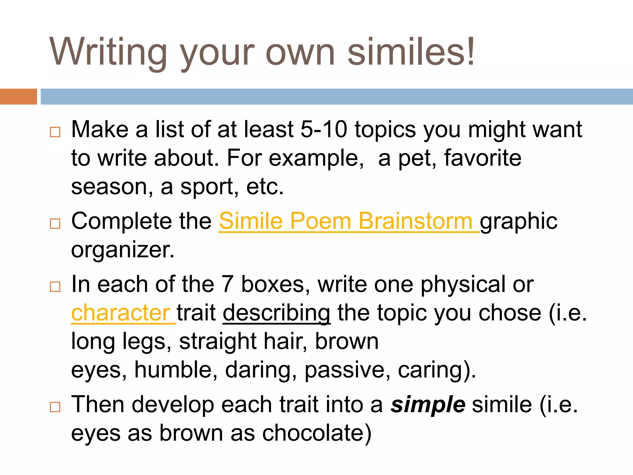 Simile Poems Grade 10 | PPTX | Poetry | Books and Literature