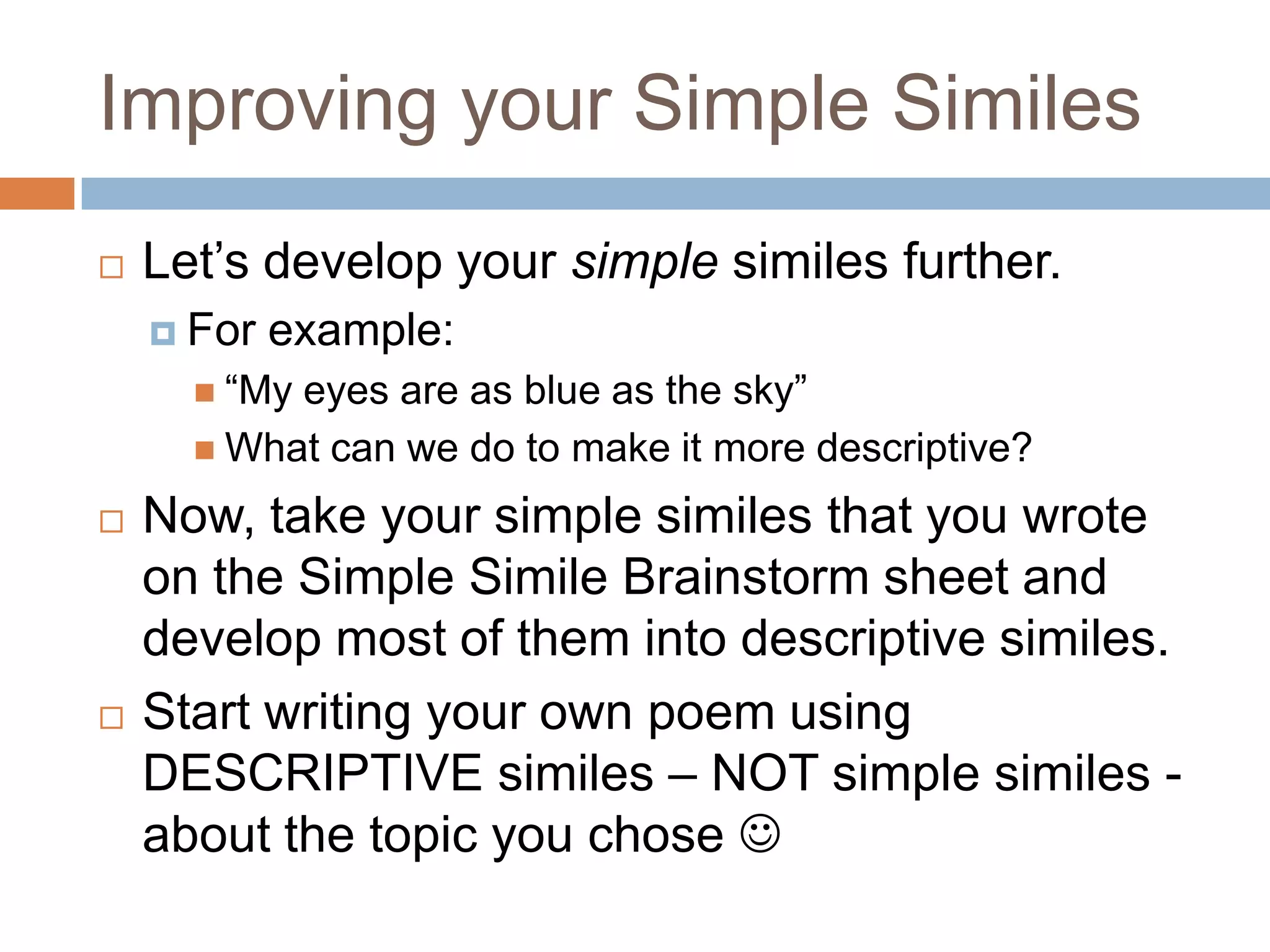 Simile Poems Grade 10 | PPTX | Poetry | Books and Literature