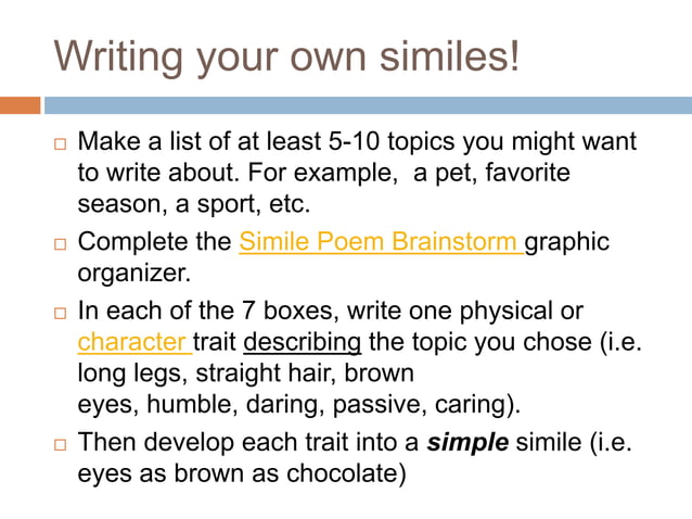 Simile Poems Grade 10 | PPTX | Poetry | Books and Literature