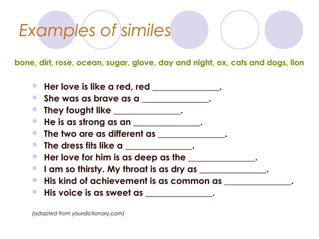 Figures of speech: Similes | PPT
