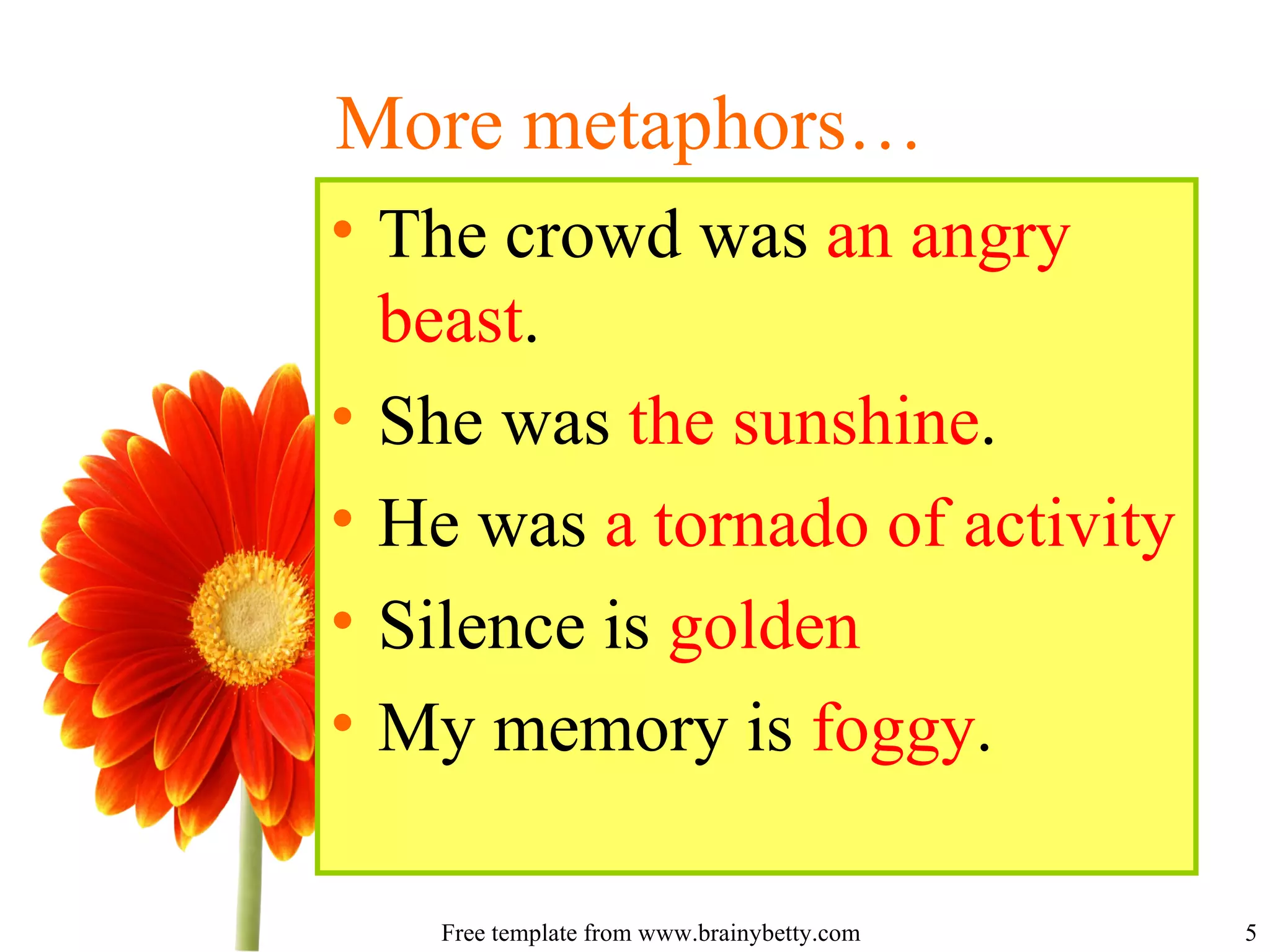 Introduction to Similes And Metaphors | PPT
