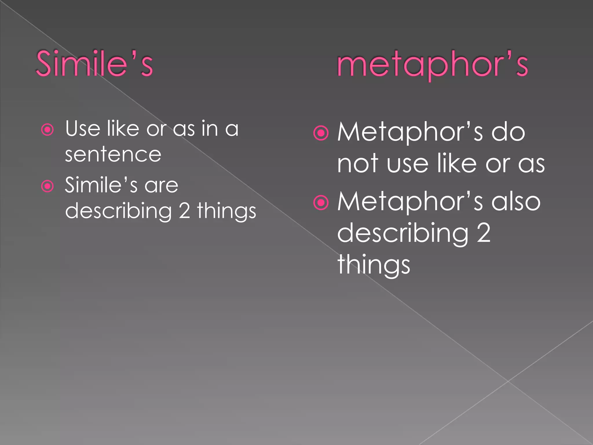 Simile’S And Metaphor’S | PPTX