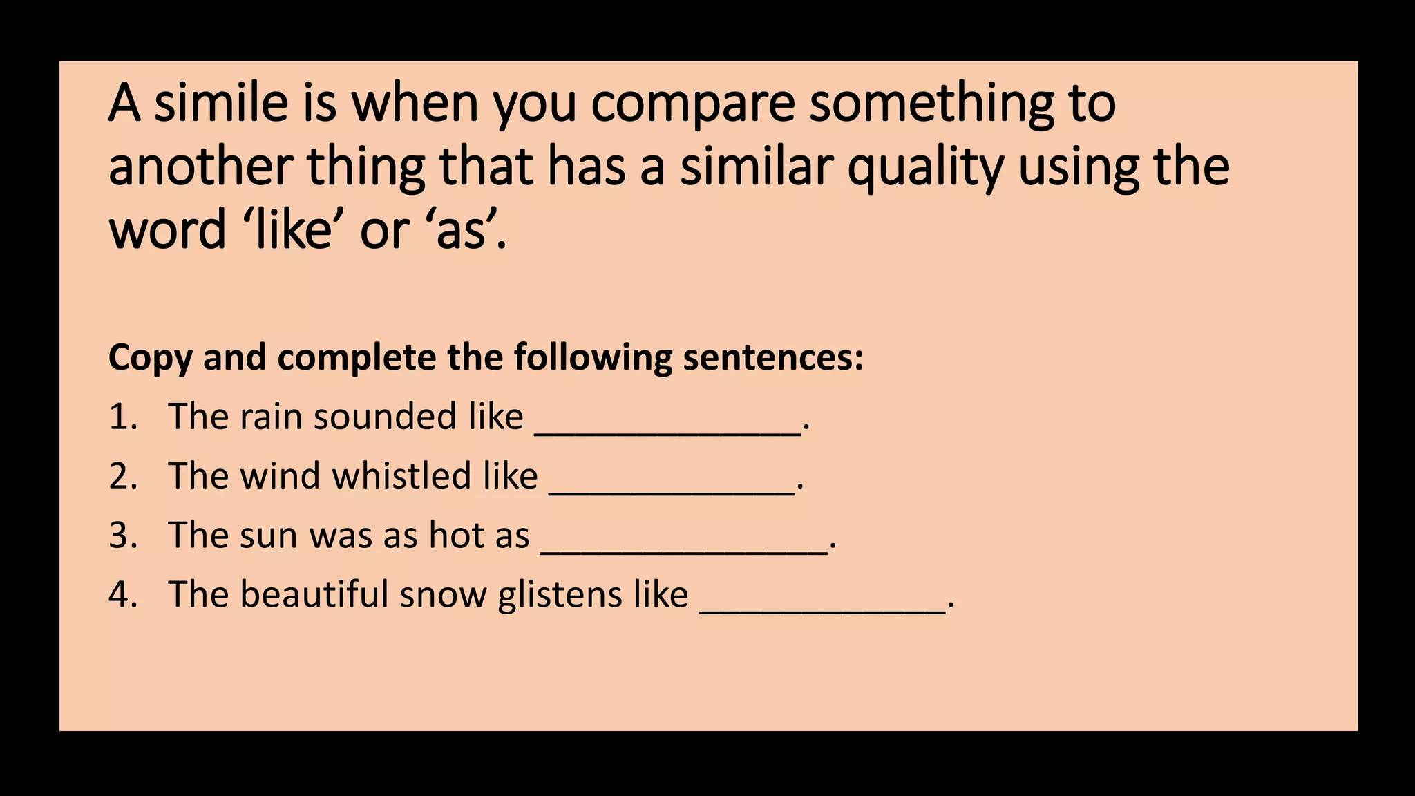 Using Similes and Metaphors in Descriptive / Expressive / Creative ...