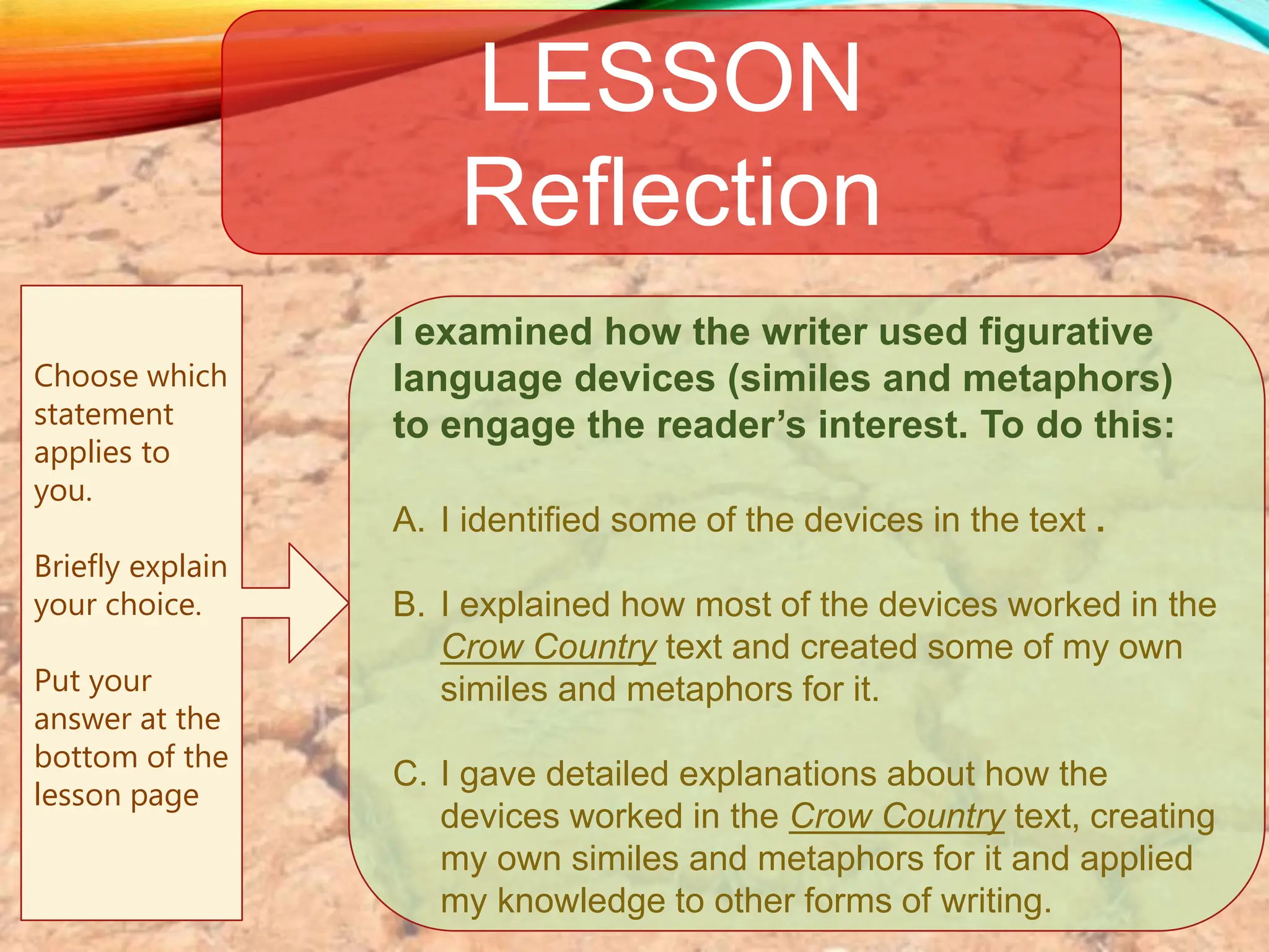 Similes and Metaphors with examples from "Crow Country" | PPT