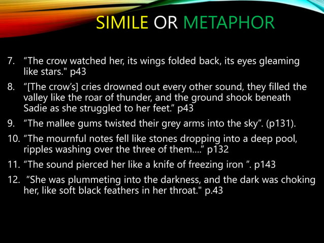 Similes and Metaphors with examples from "Crow Country" | PPT