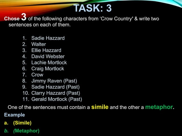 Similes and Metaphors with examples from "Crow Country" | PPT