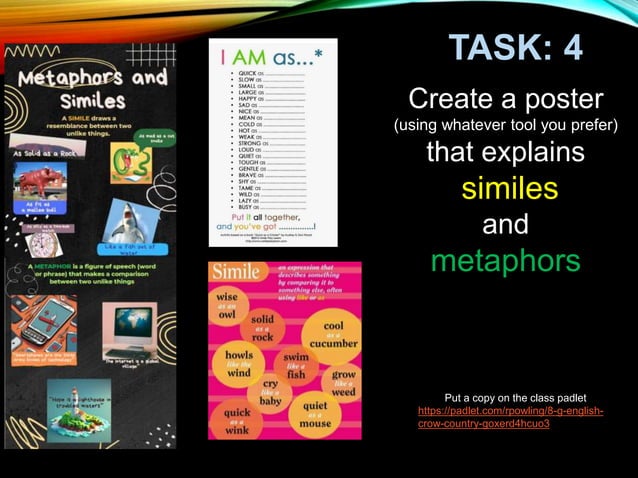 Similes and Metaphors with examples from "Crow Country" | PPT