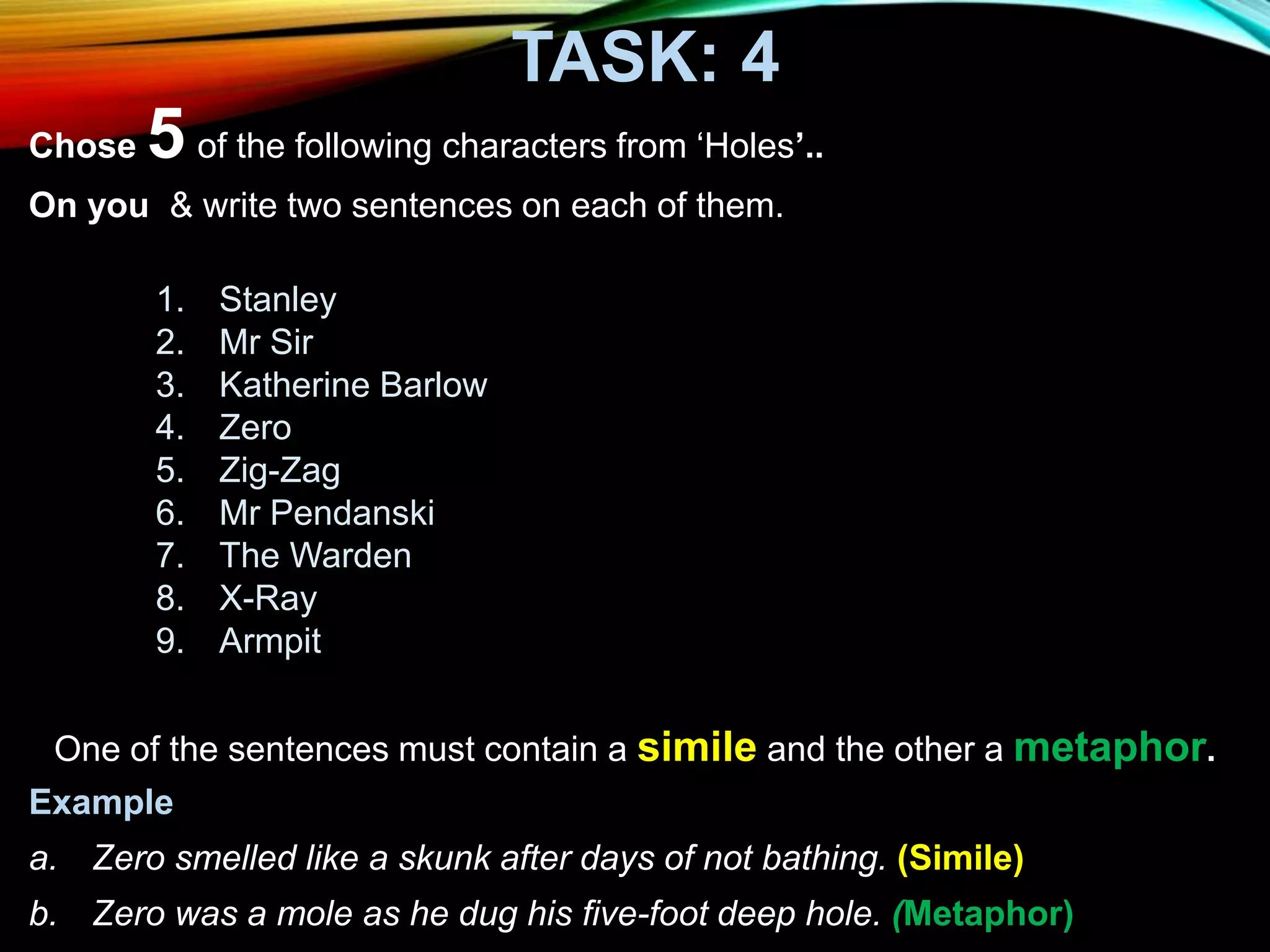 Similes and metaphors in Holes | PPT
