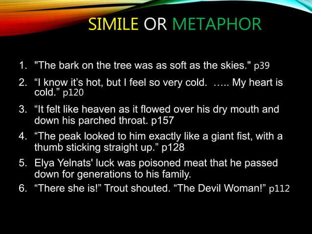 Similes and metaphors in Holes | PPT