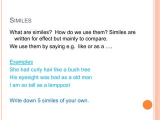 Similes,Metaphors,VCOP&Sentences | PPT