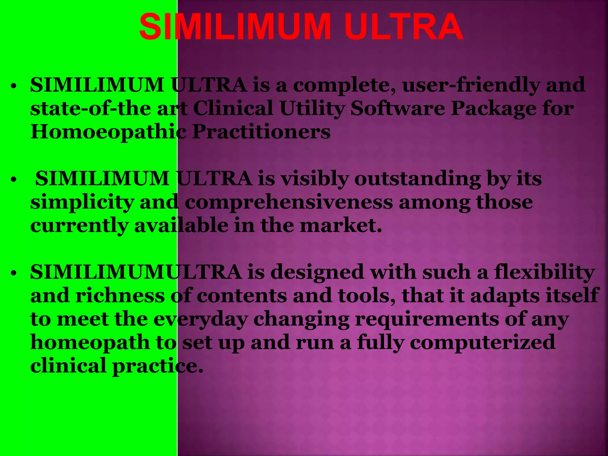 Similimum ultra homeopathic software slideshow | PPTX