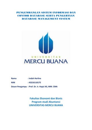 Sim, indah herlina, hapzi ali, pengembangan sistem informasi dan contoh ...