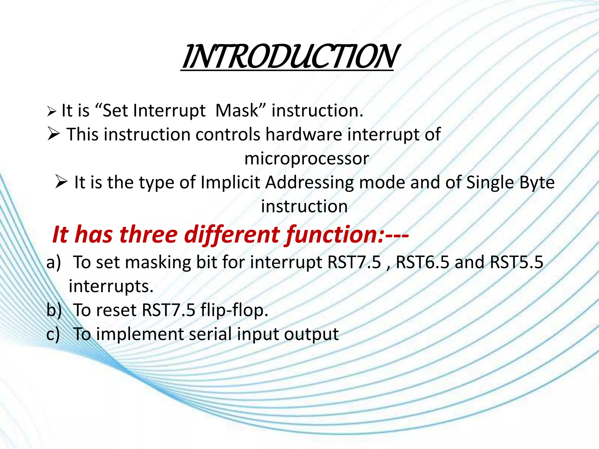 SIM Instruction use in 8085 microprocessor | PPTX